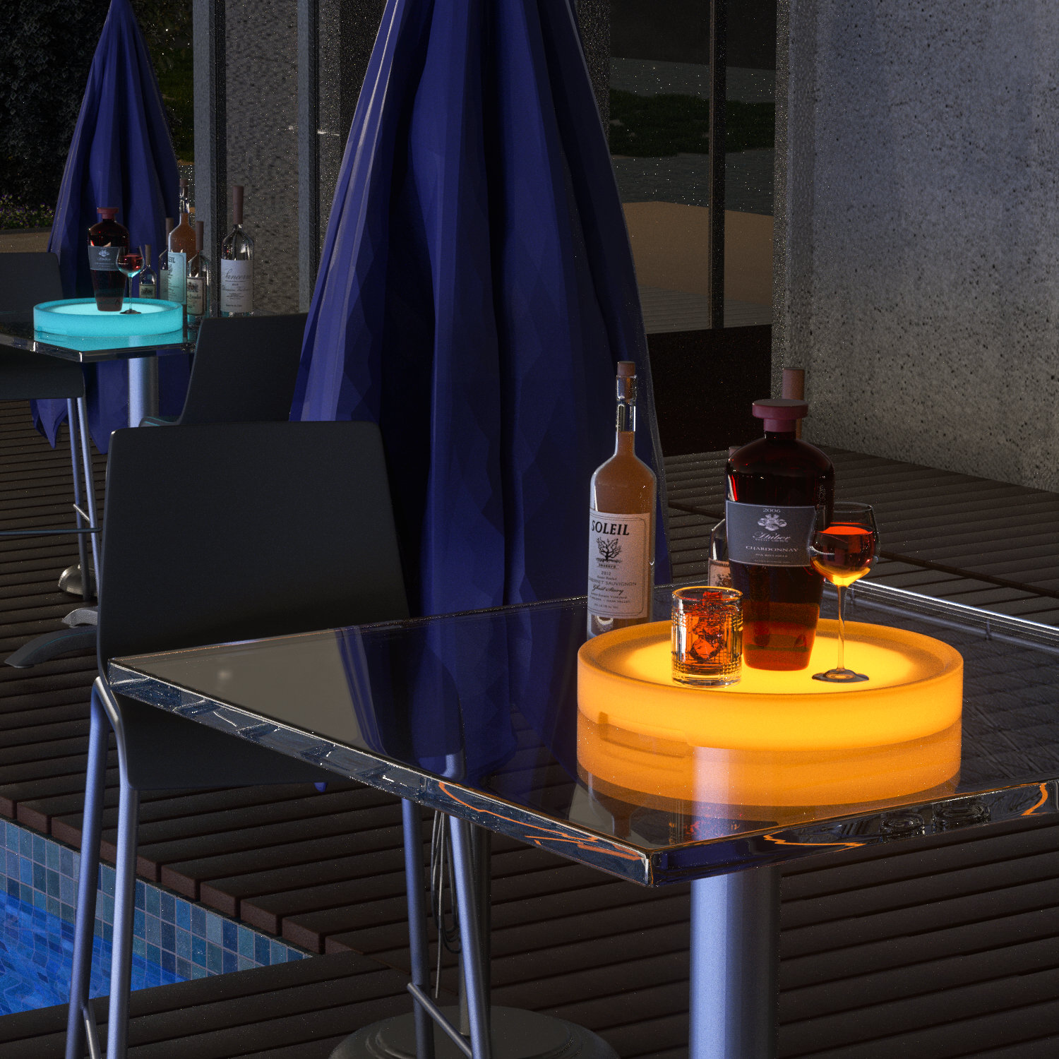 MoNiBloom 16" Outdoor LED Liquor Bottle Display Bar Shelf Rechargeable ...