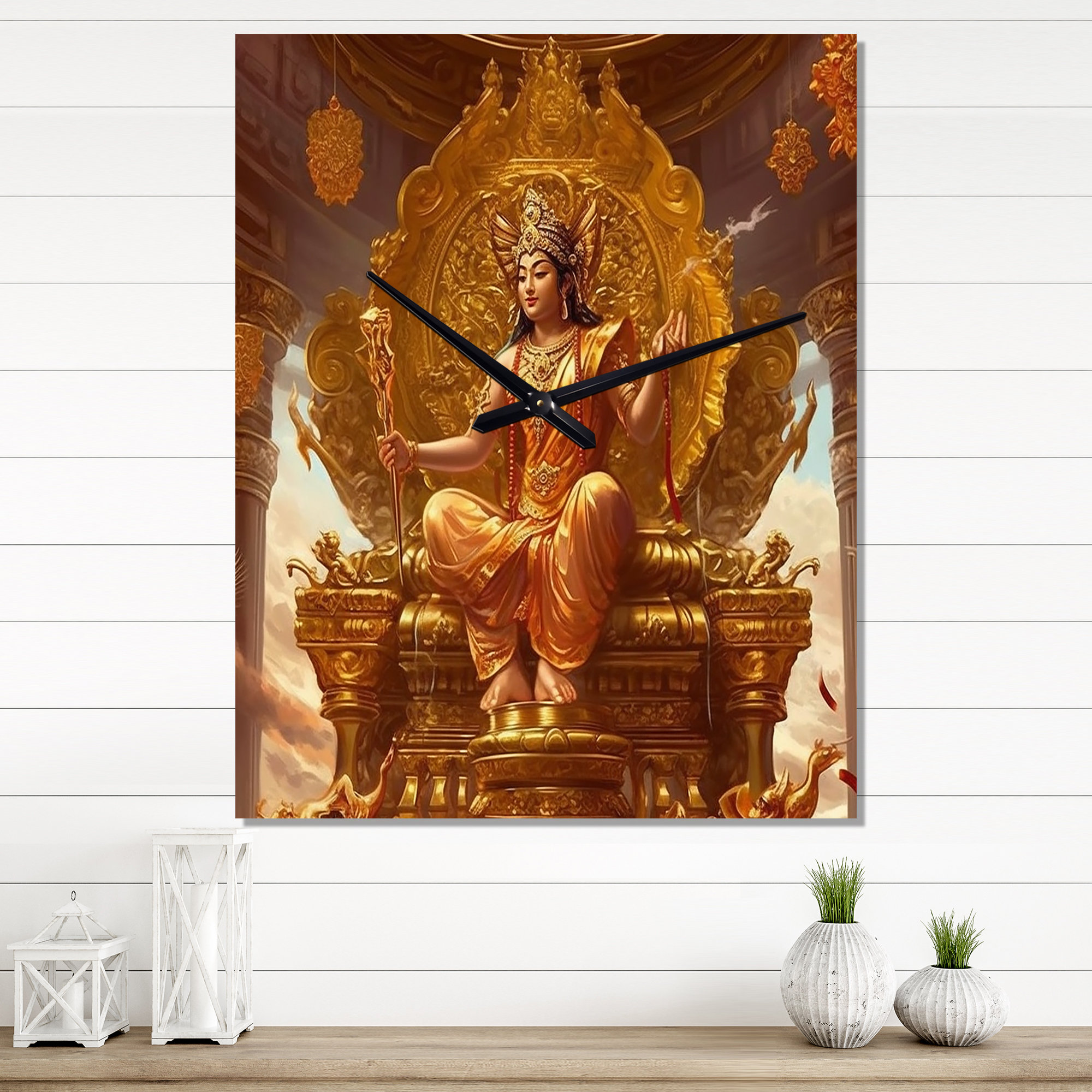 Latitude Run® Guru On Golden Throne Divine Wisdom - Hinduism Wall Clock ...