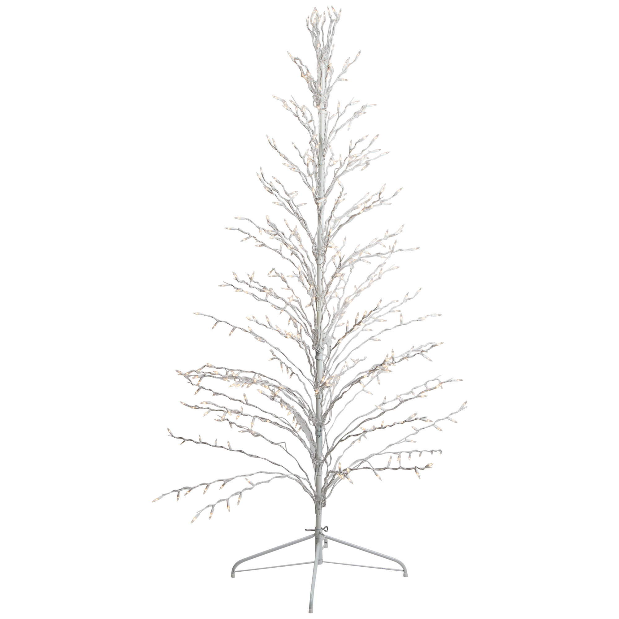 The Holiday Aisle® White Lighted Christmas Cascade Twig Tree Outdoor ...