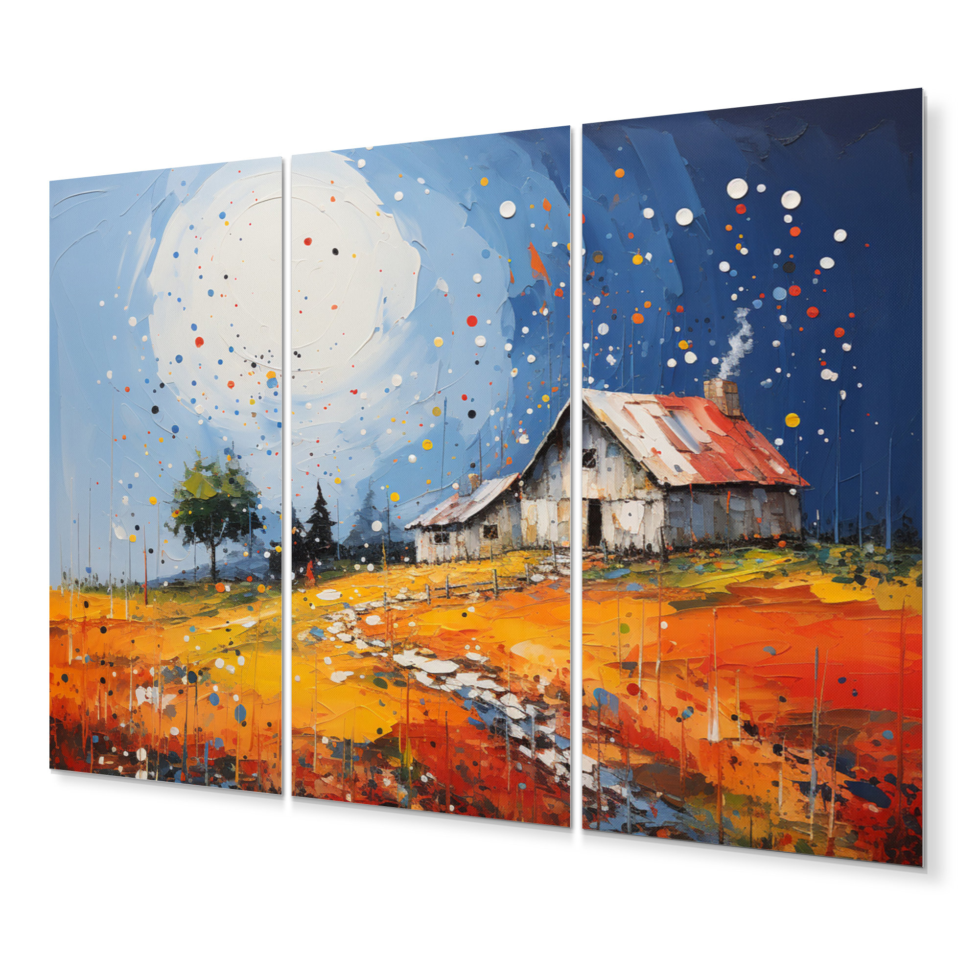 August Grove Farmhouse Farmstead Abstractions Pointillism I - Farm ...