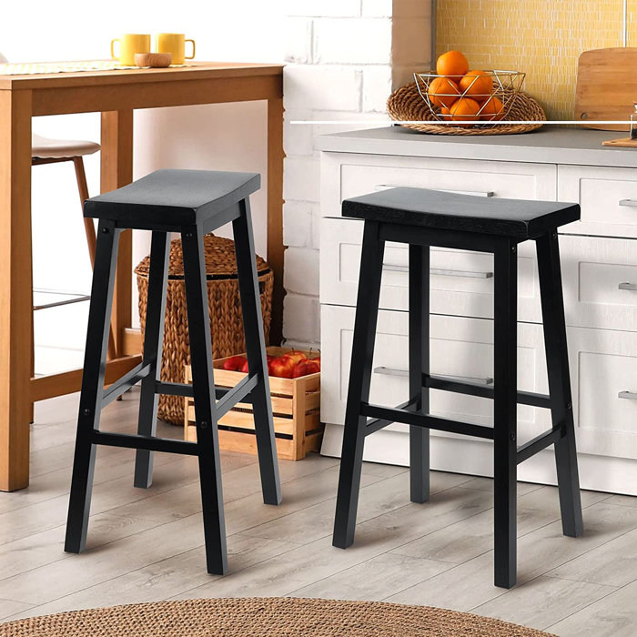PJ Wood Solid Wood Accent Stool & Reviews | Wayfair