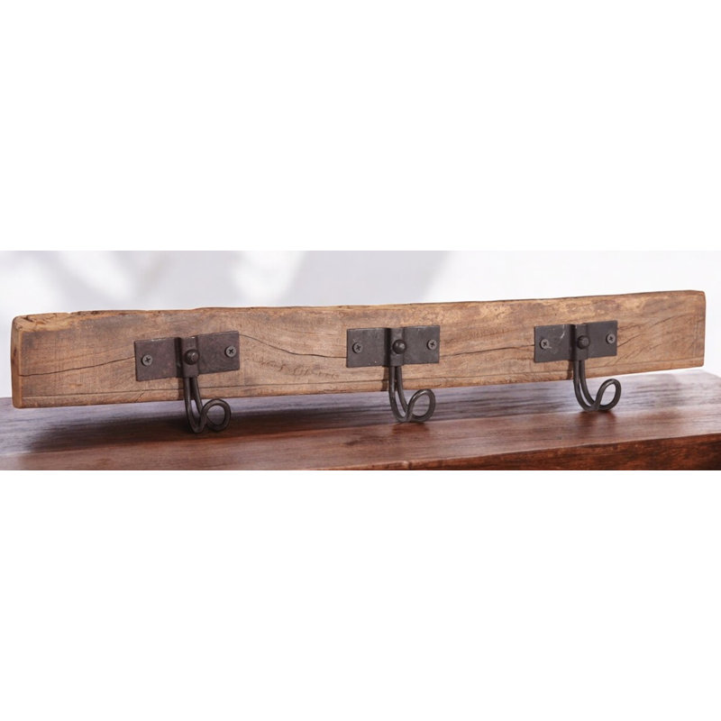 Brambly Cottage Reclaimed Wooden 3 Hooks Coat Rack | Wayfair.co.uk