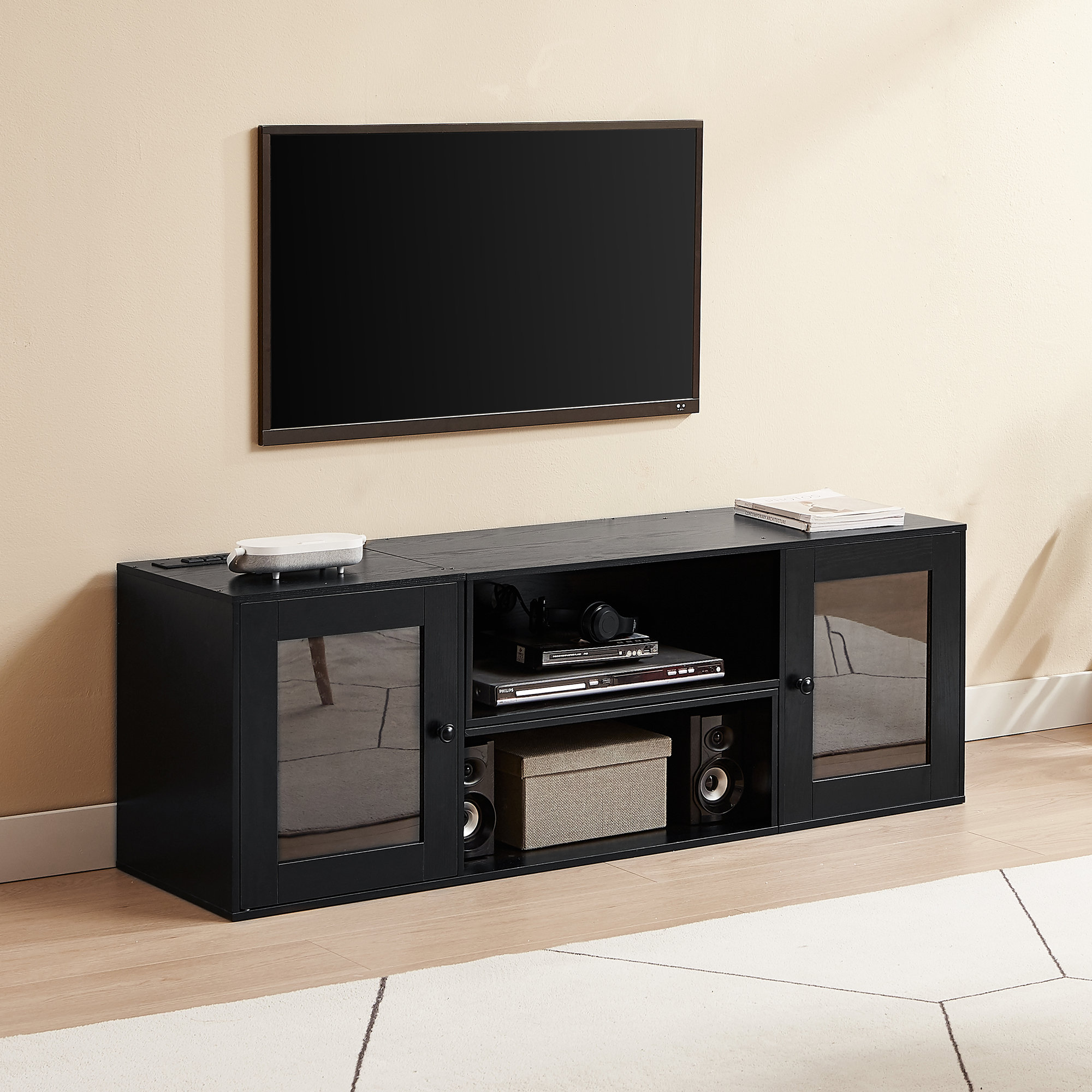Ebern Designs Mauna TV Stand for 65 inch TV with Power Outlets, LED ...