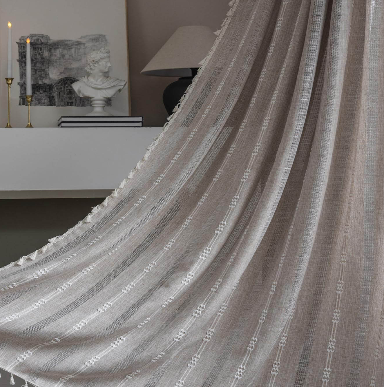 One Allium Way® Curtains For Living Room,Boho Room Darkening Black ...