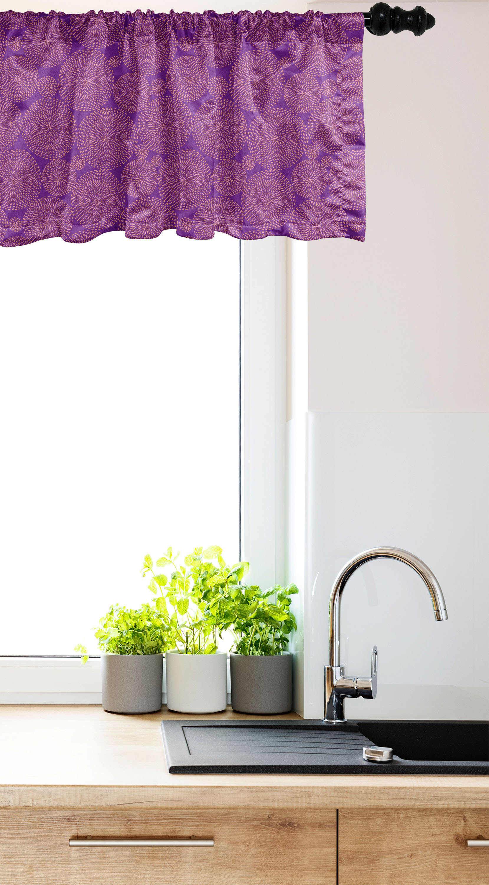 Ambesonne Circles Valance Pack of 2 Circular Shape Dashes Purple and ...
