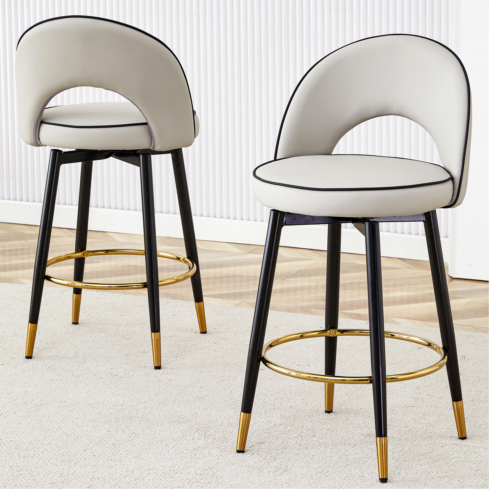 Everly Quinn 360° Rotatable Bar Chair With Modern Design And Ergonomic ...
