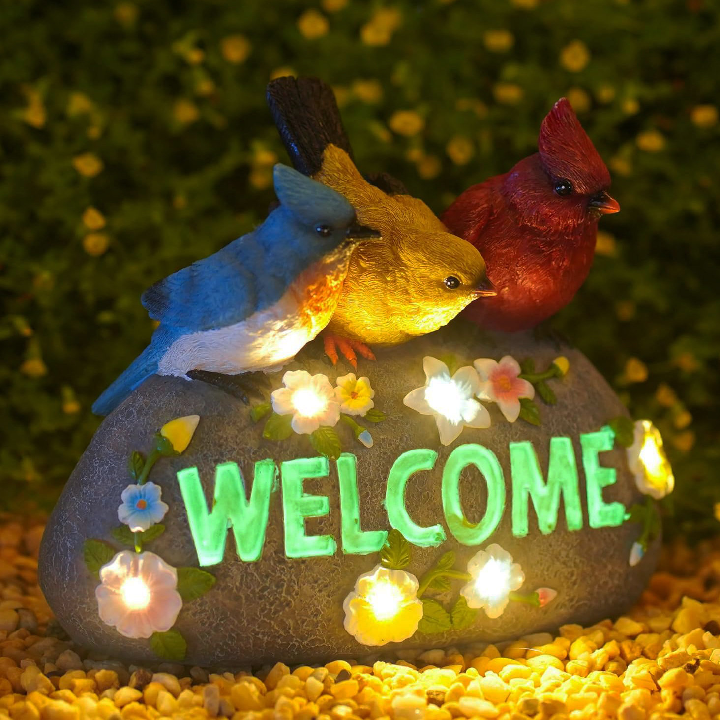 Arlmont & Co. Outdoor Garden Decor with Welcome & Solar LED Lights ...