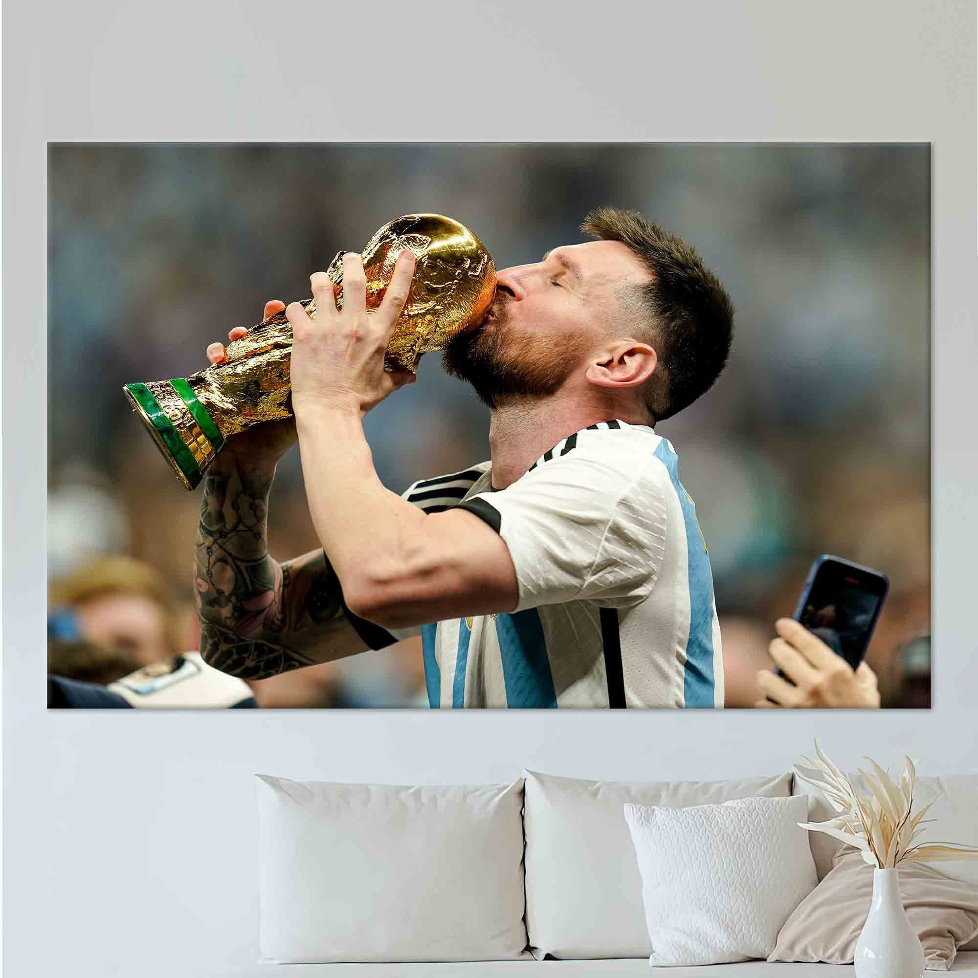 kayra export Lionel Messi Inspired Glass Wall Art Celebrating World Cup ...