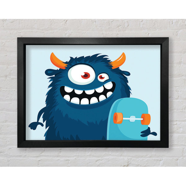 Happy Larry Monster Skateboarder Framed Print | Wayfair.co.uk