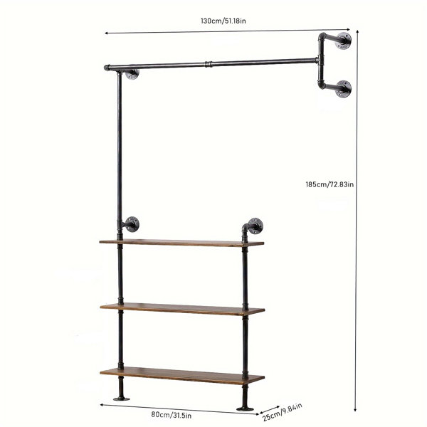 Williston Forge Industrial Pipe Hanging Rods Clothing Rack With 3 Tier ...