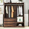Millwood Pines Ellanah Wood Double-Rod Freestanding Wardrobe with Ample ...