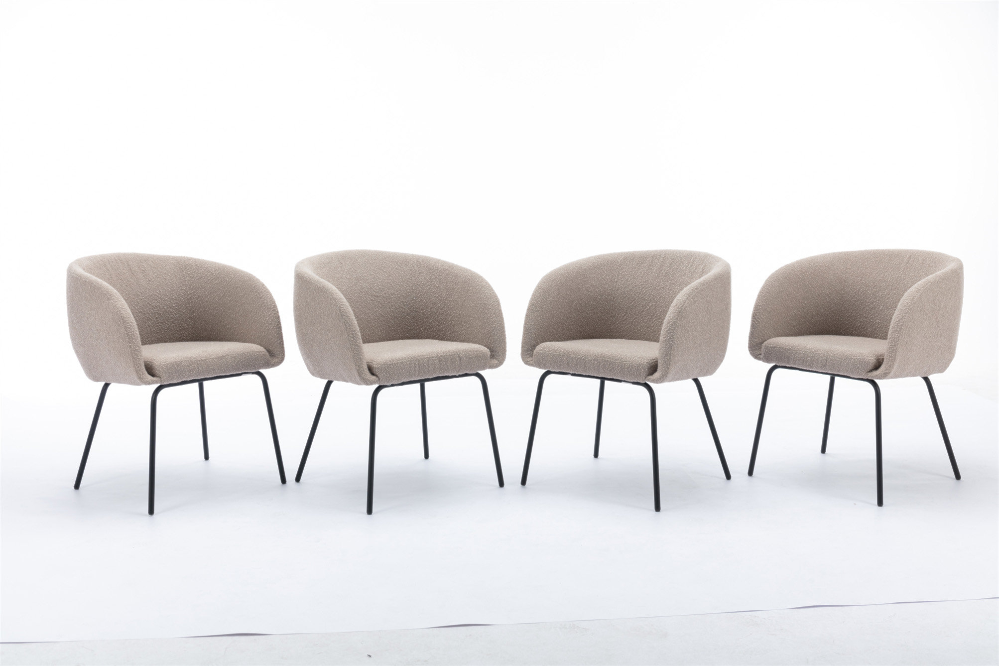 Everly Quinn Comfortable Boucle Fabric Dining Chairs With Stable Metal ...