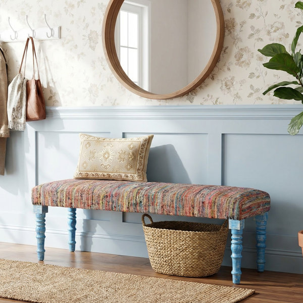 Bungalow Rose Einir Modern Boho Multicolor/Blue Striped Handmade ...
