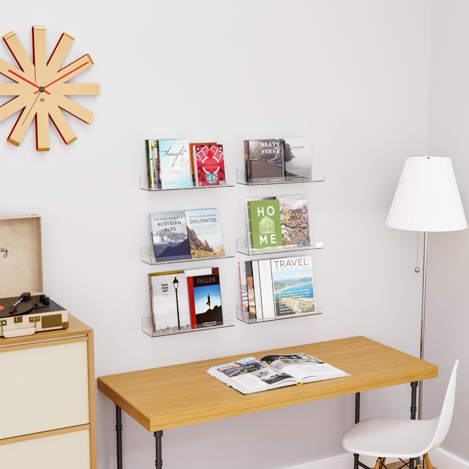 Rebrilliant 4 Pack Acrylic Shelves for Wall Storage No Drilling ...