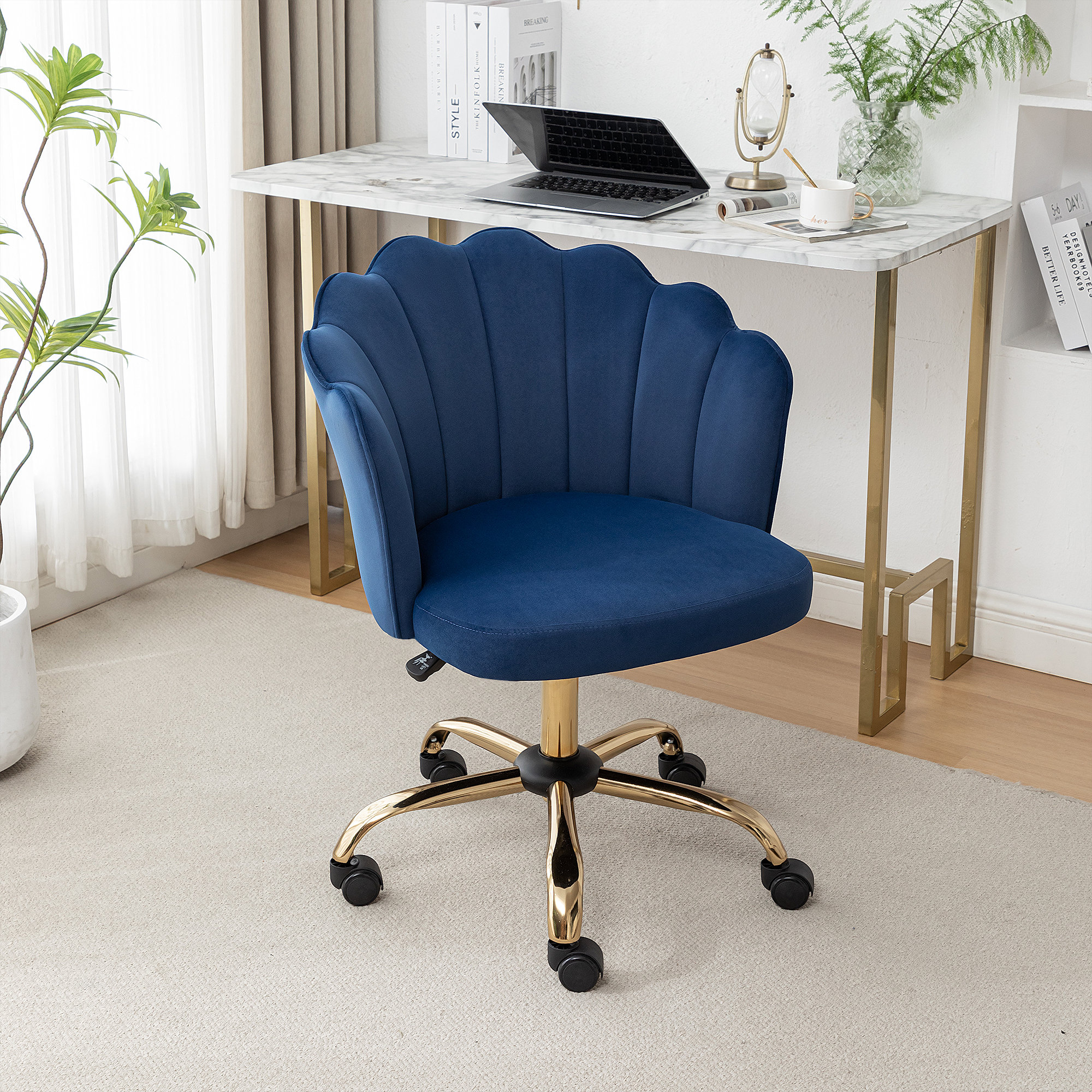 Mercer41 Izdyhaar Velvet Swivel Task Chair with Tufted Back & Reviews ...