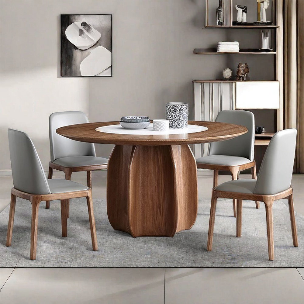 HEshihome Modern Embedded Wooden Round Dining Table Sets | Wayfair