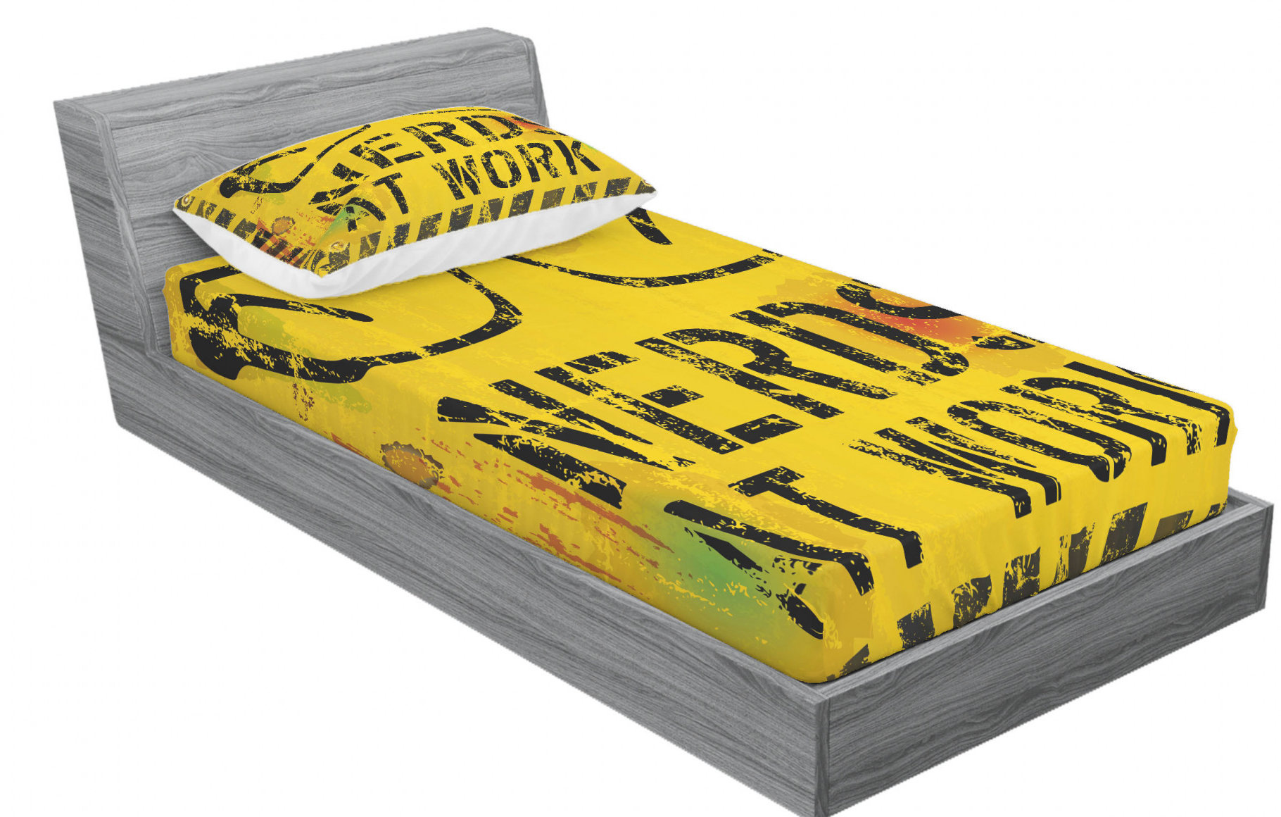 Ambesonne Nerds at Work Grunge Fictional Sign Glasses Hazard Work Hard ...