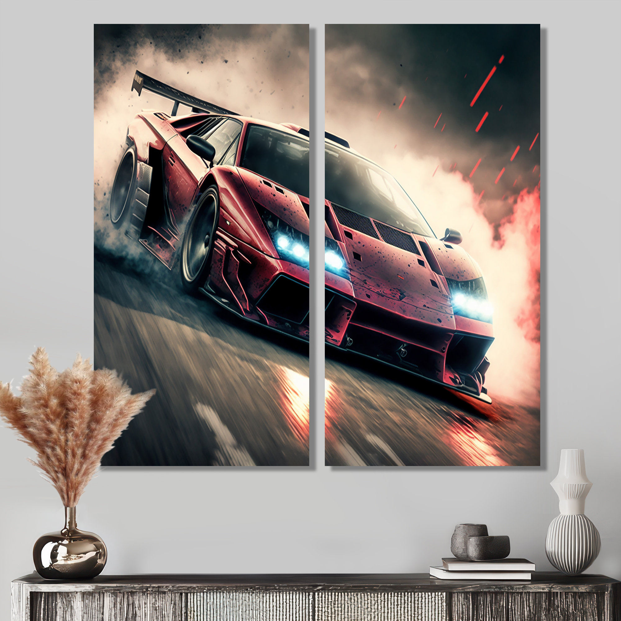 Ivy Bronx Red Italian Lambo Sports Car Racing In Urban Setting II ...