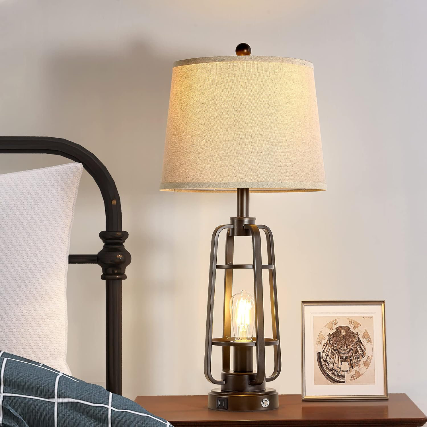 Longshore Tides 28.7" Farmhouse Living Room Table Lamps Set Of 2 With ...