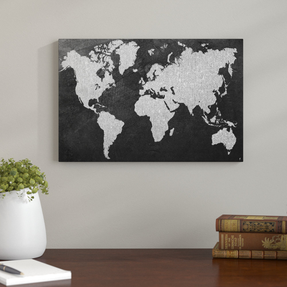 World Menagerie 'Grey Map' - Graphic Art Print on Canvas & Reviews ...