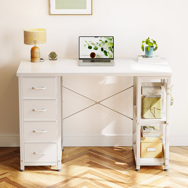 Inbox Zero Home Office Desk With 4-tier Fabric Drawers,writing Desk ...