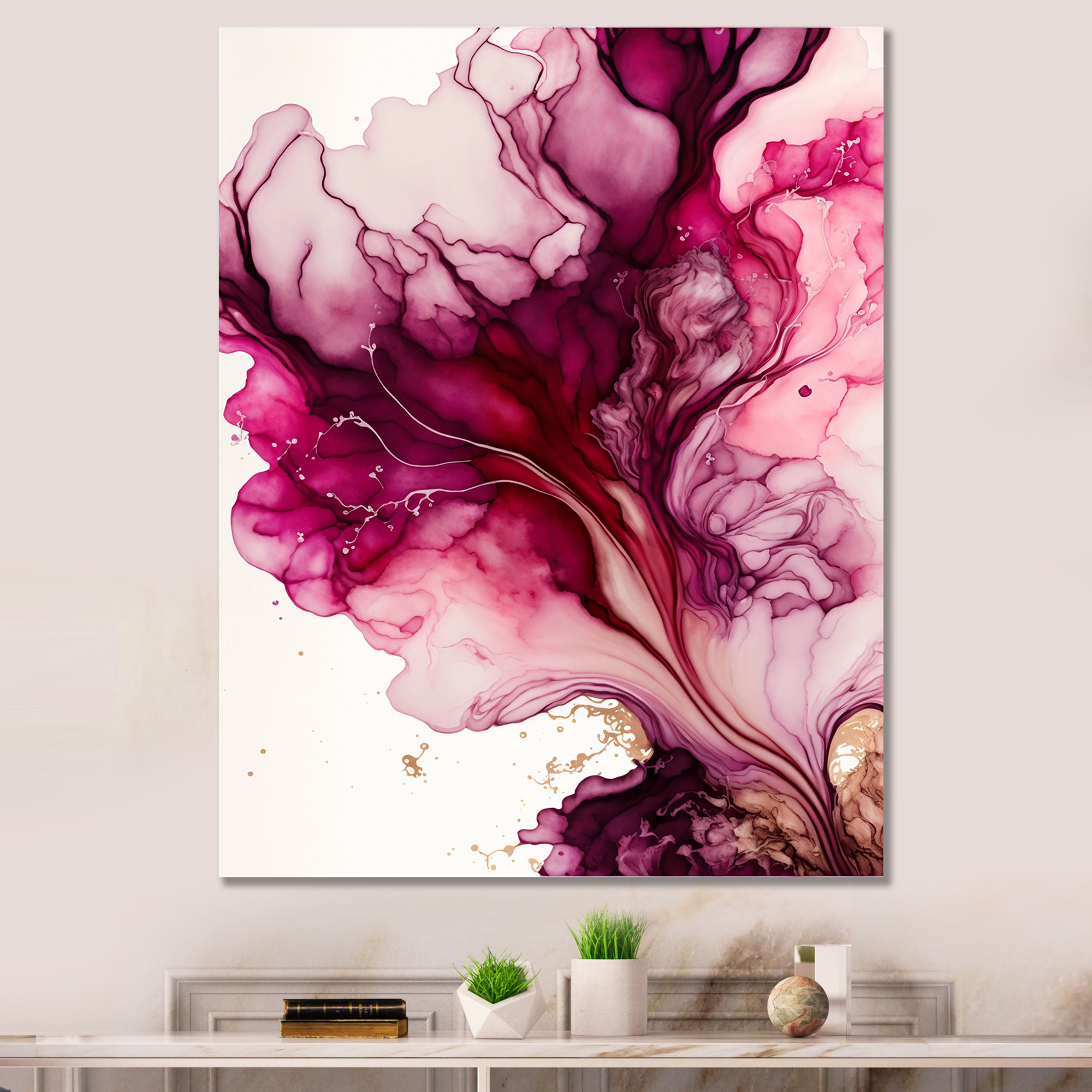 Ivy Bronx Eruption Of Rasberry Blush Joy III - Abstract Liquid Ink ...