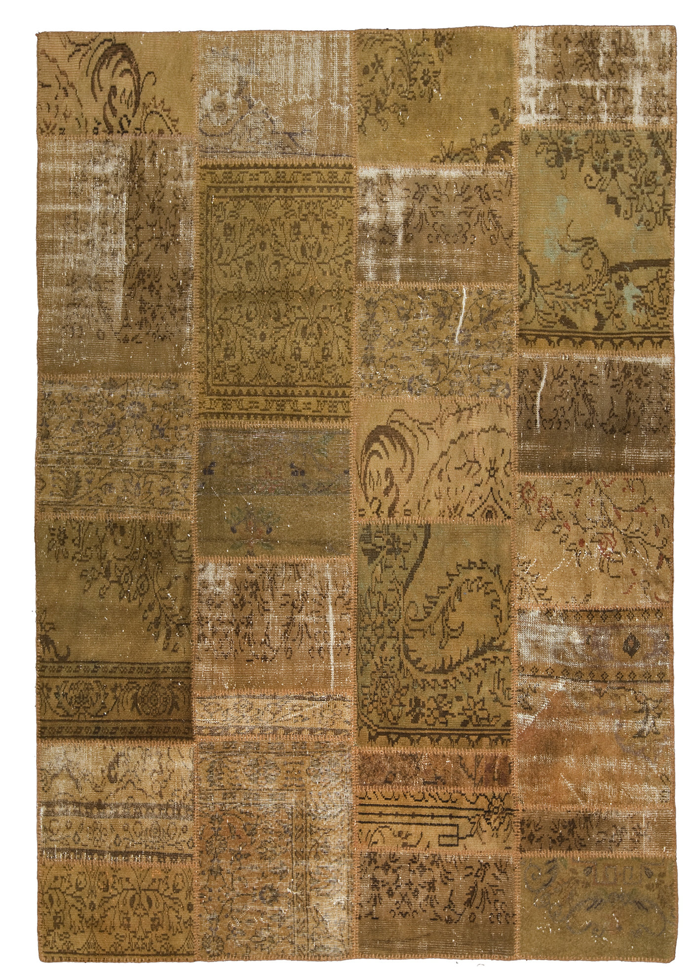 Asia Minor Carpets One-of-a-Kind Patchwork Hand-Knotted Wool Brown Rug ...