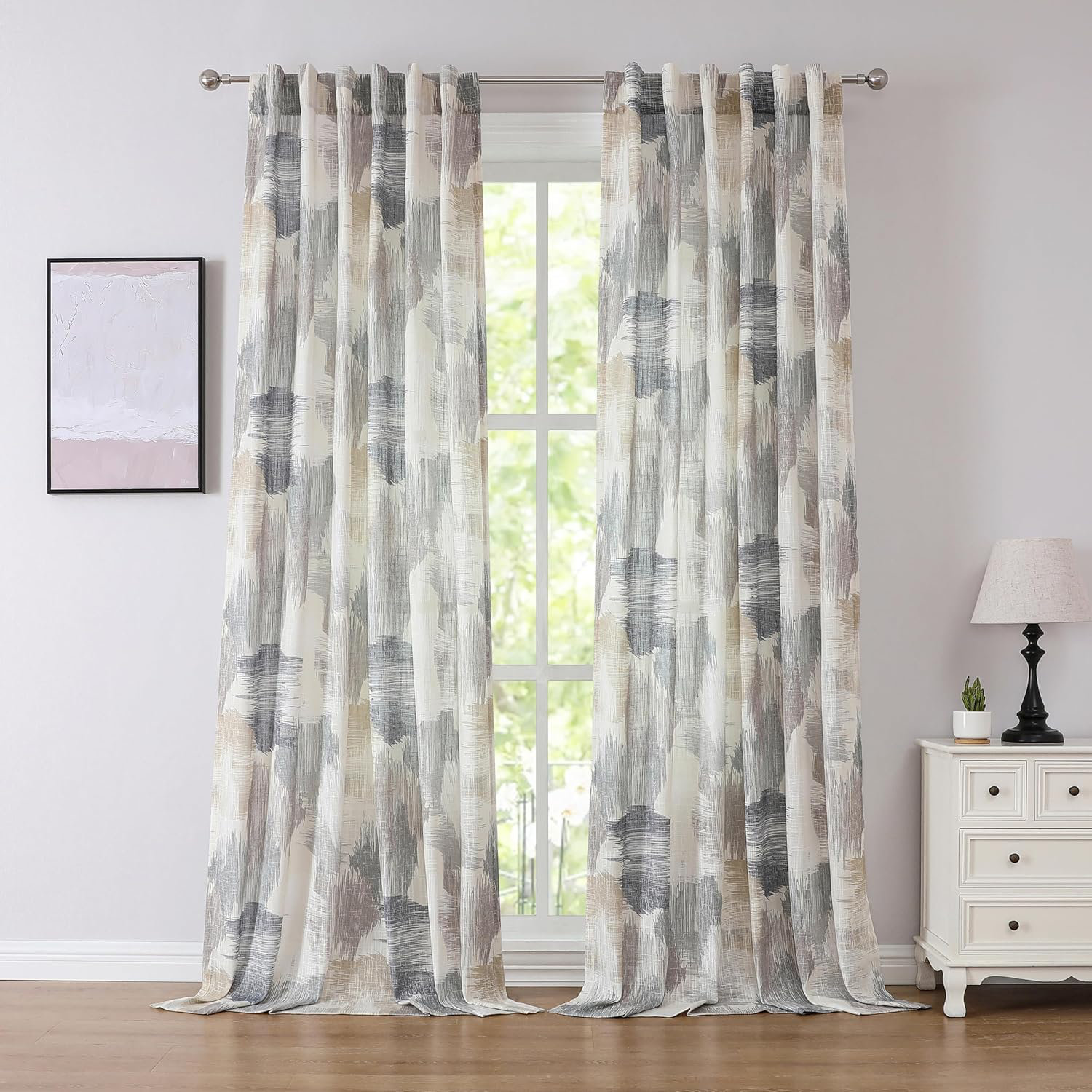 Orren Ellis Floral Semi-Sheer Curtains Bohemian Light Filtering Window ...