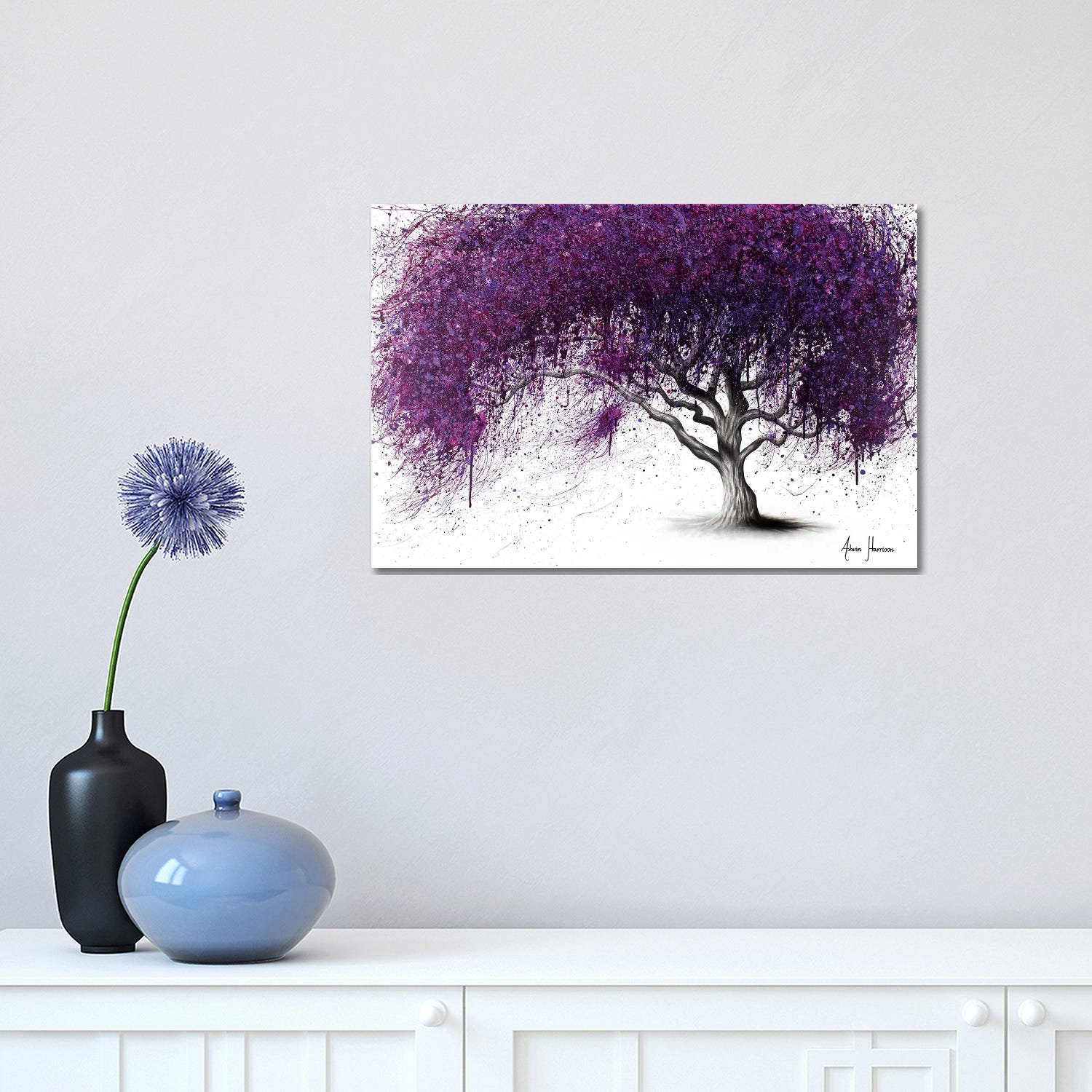 17 Stories Violet Shadows by Ashvin Harrison - Painting on Canvas ...