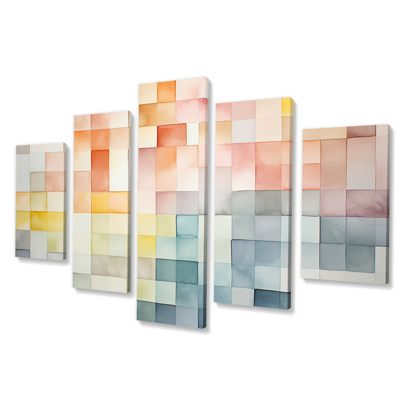 Ivy Bronx Multicolor Cubes Patterns II - Abstract Geometric Multipanel ...