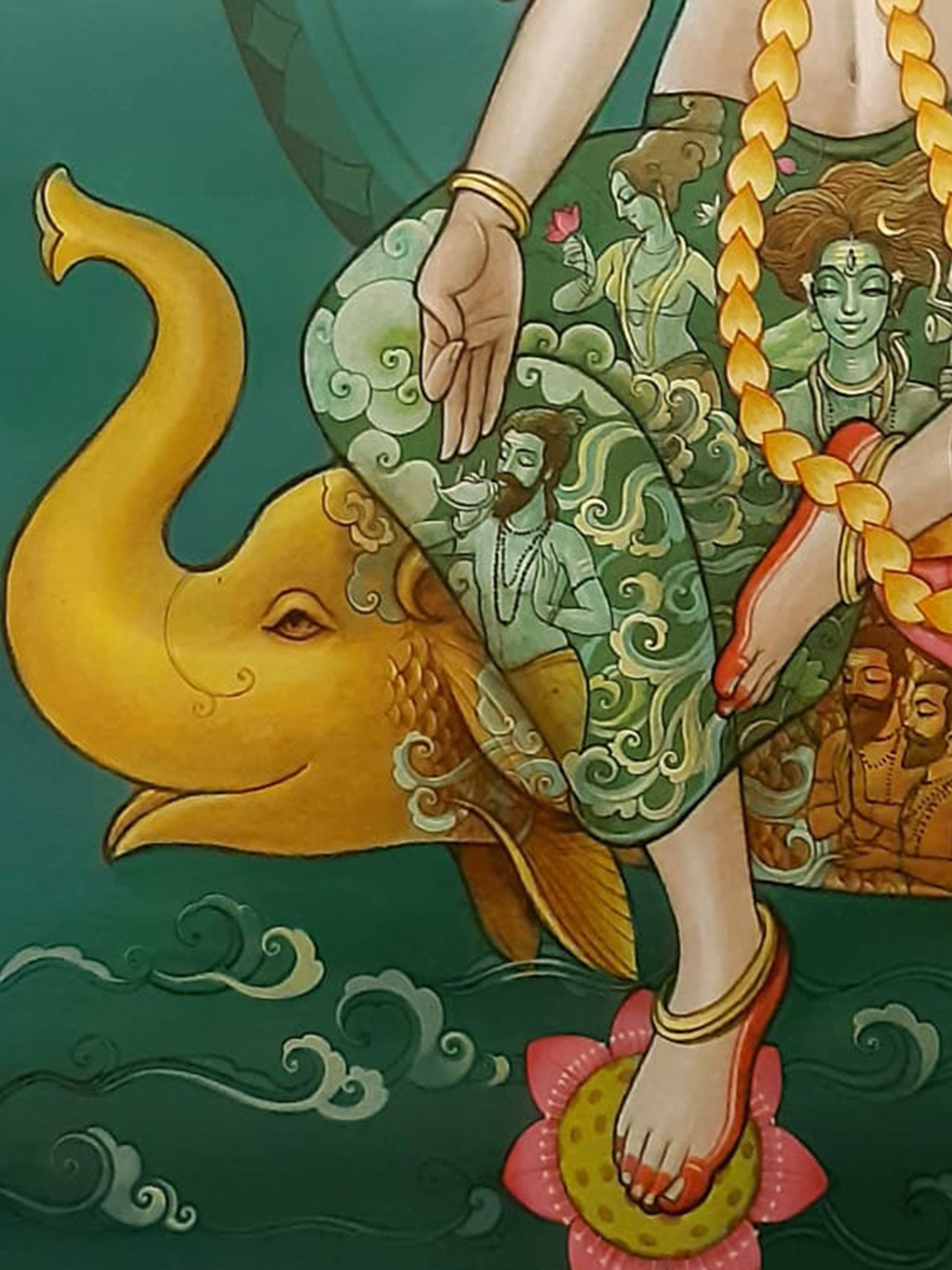 Bungalow Rose Goddess Ganga | Mixed Media On Canvas | Painting By ...