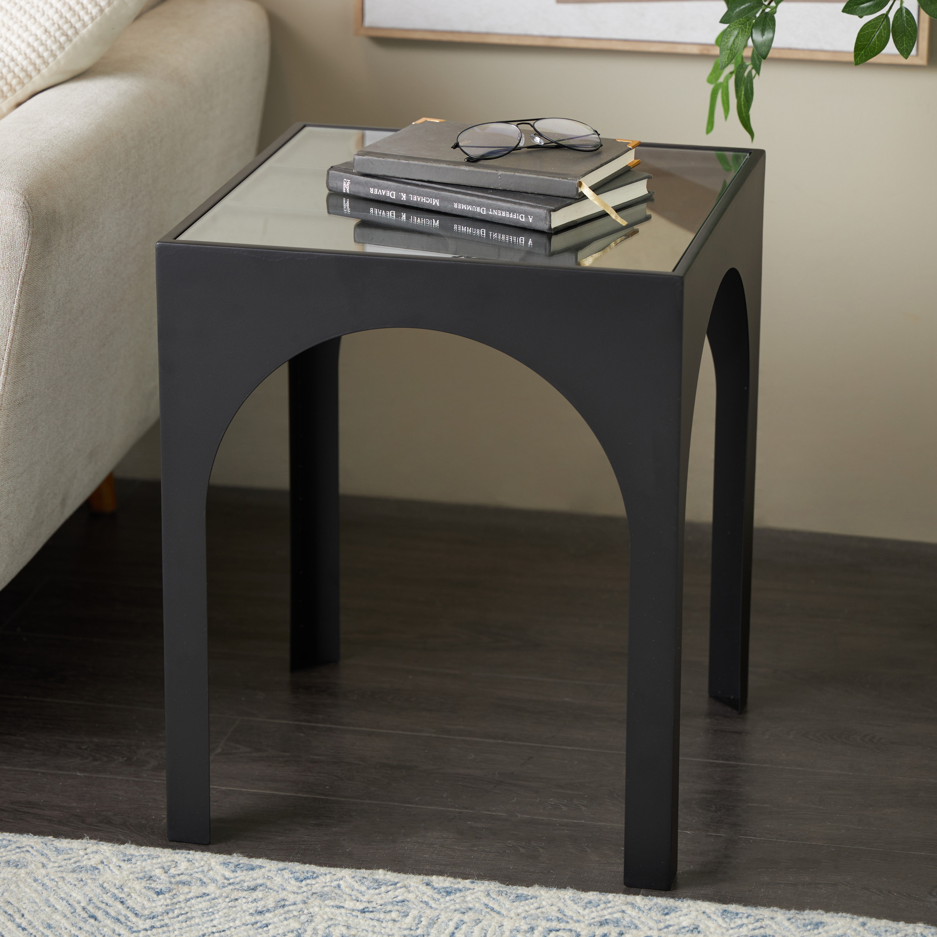 Latitude Run® Cole And Grey Metal Geometric Side End Accent Table With Glass Top - Wayfair Canada