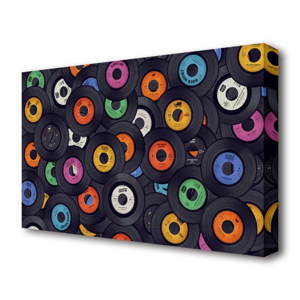 East Urban Home Jukebox Singles Music - Wrapped Canvas Print | Wayfair ...