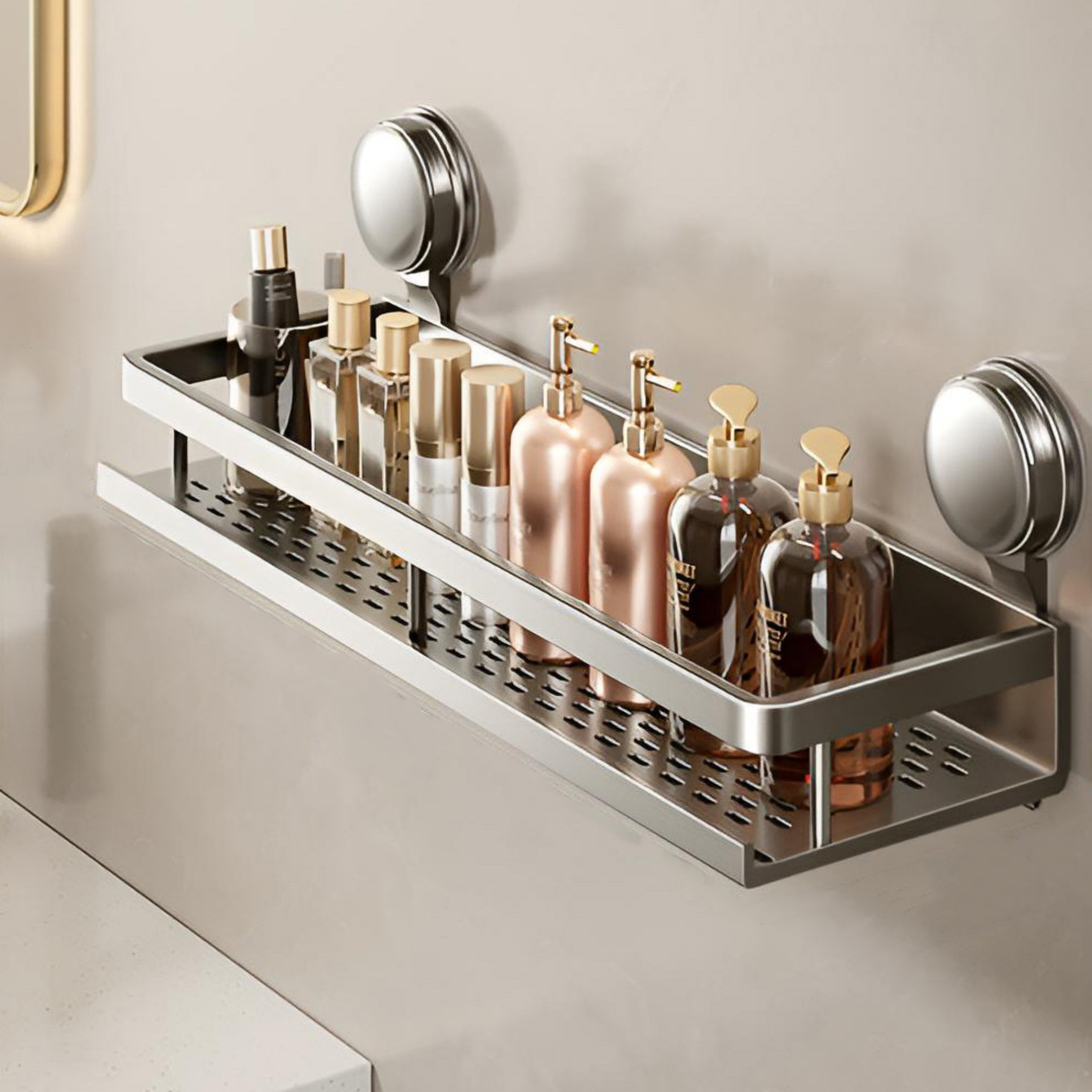 Rebrilliant Bathroom Suction Cup Storage Rack Bathroom Storage Rack ...