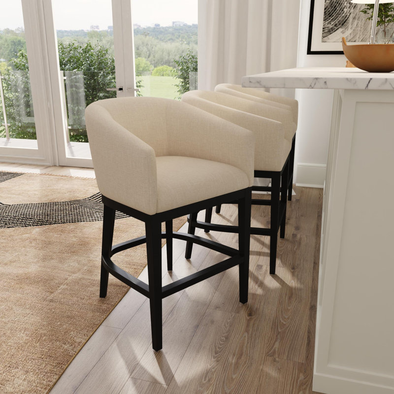 Birch Lane™ Bridgewater Upholstered Barrel Counter Stool & Reviews ...