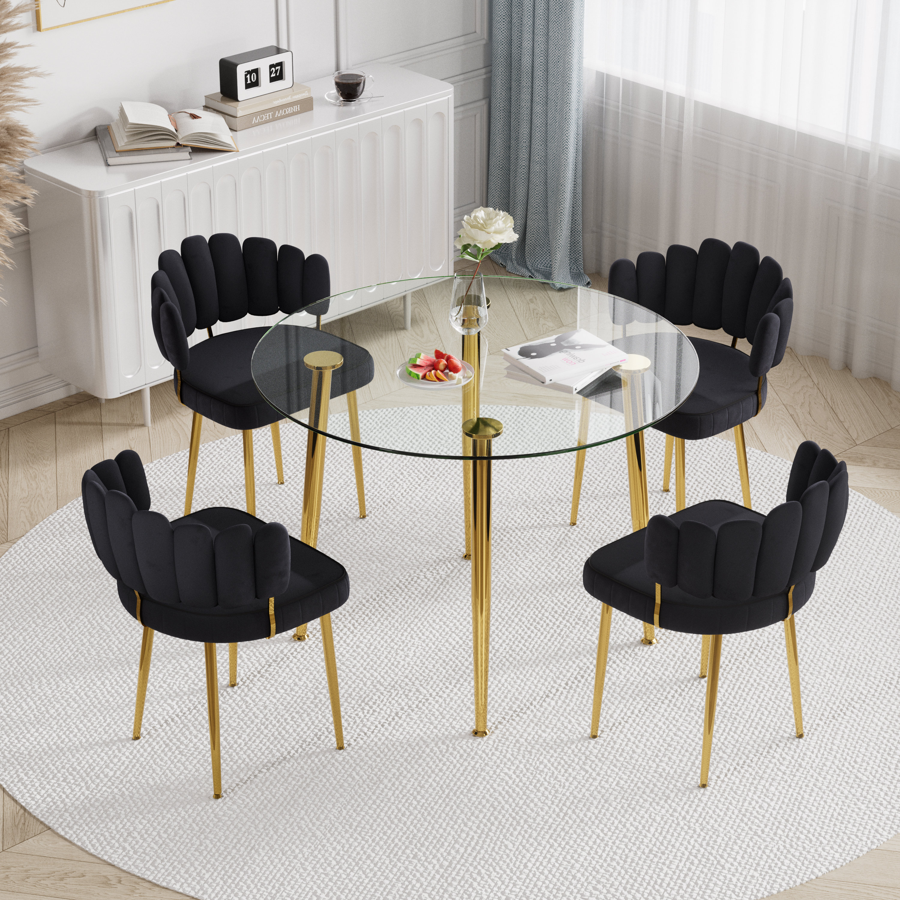 Mercer41 5 - Piece Round Glass Dining Set | Wayfair