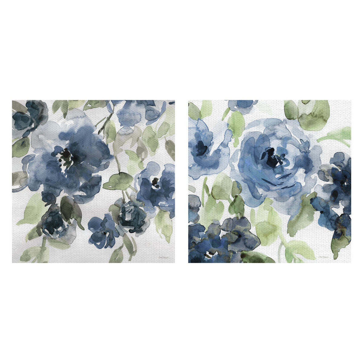 Charlton Home® 'Belle s Blue I and II Indigo' 2 Piece Wrapped Canvas ...