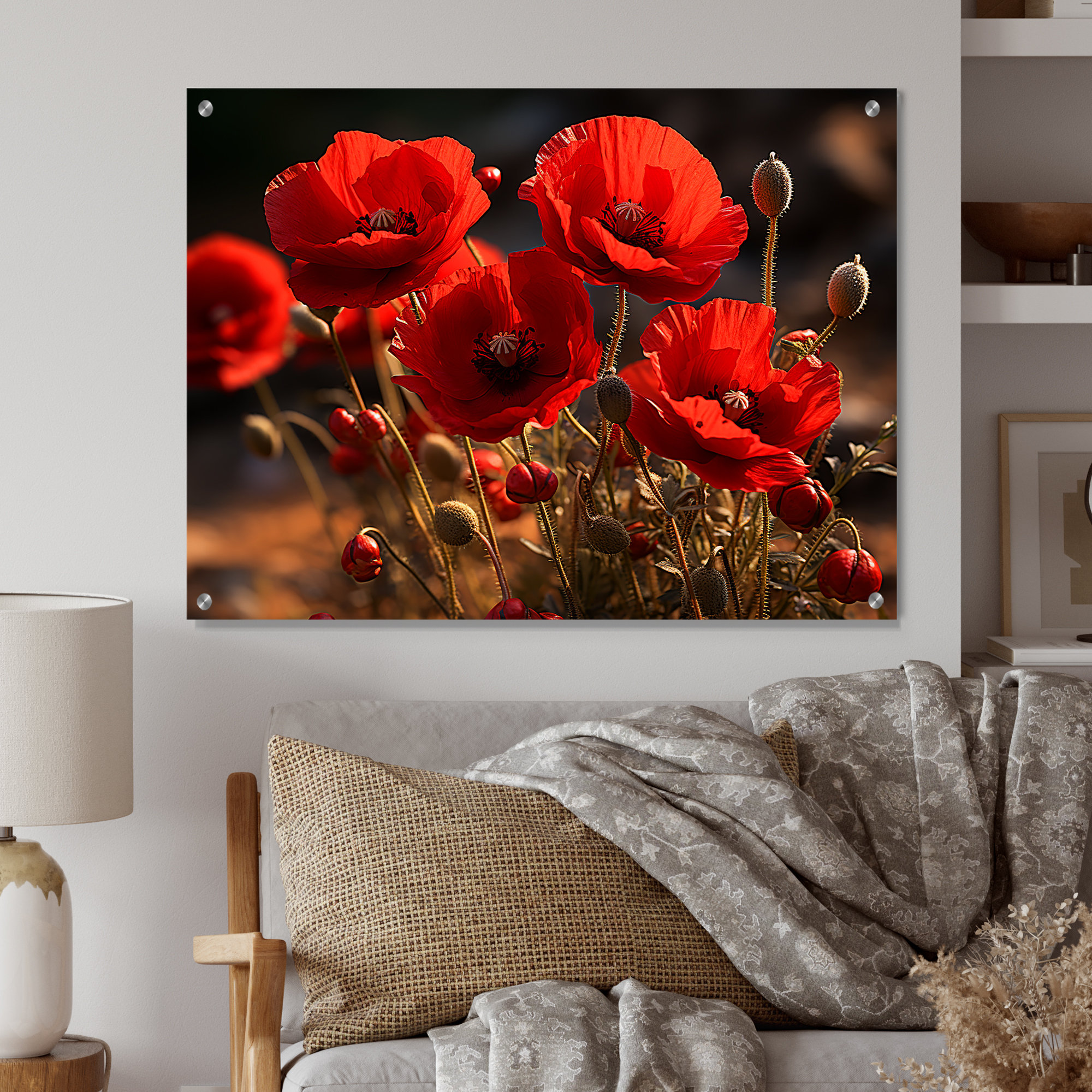 Design Art Red Poppies Field I - Poppies Acrylic Wall Art Glass | Wayfair