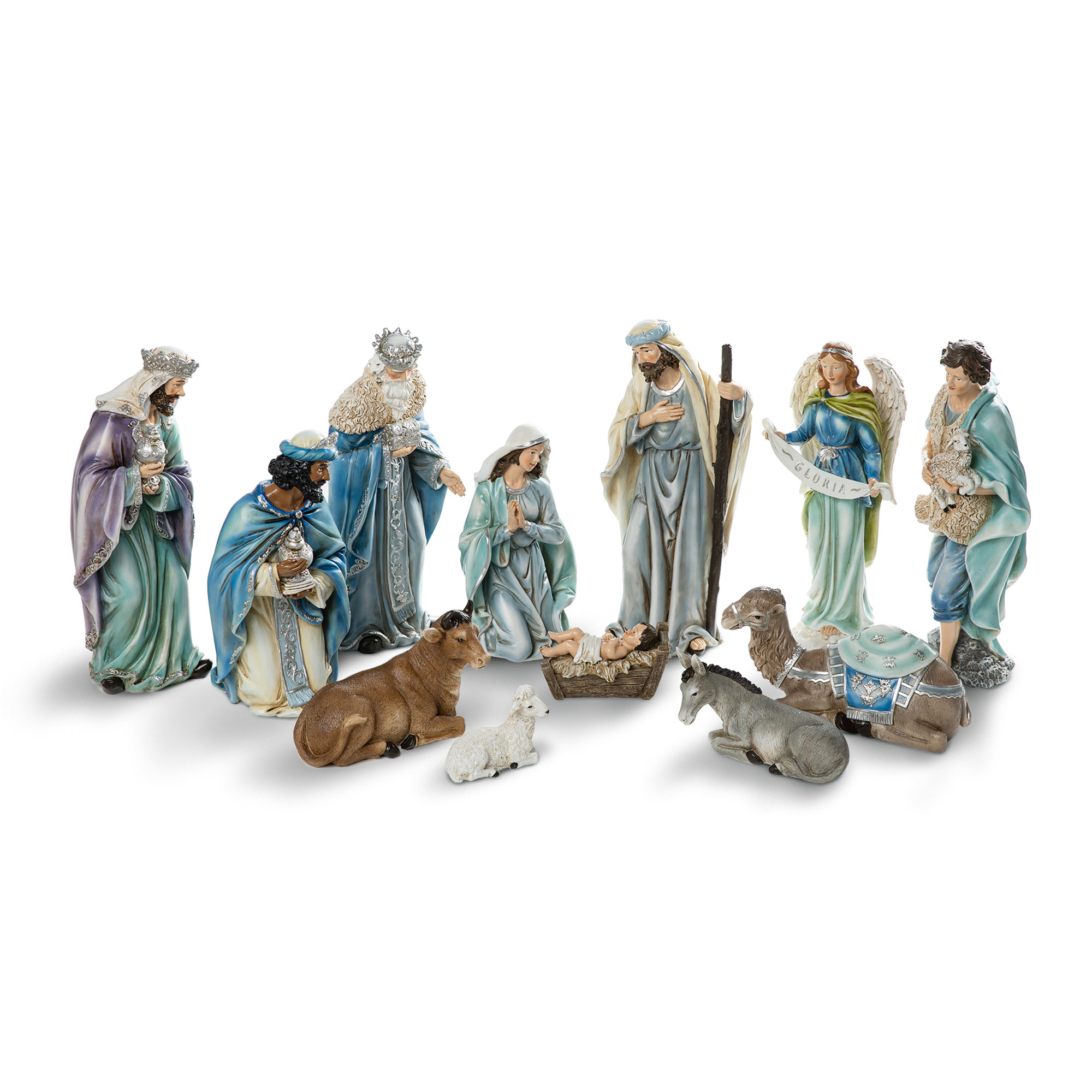 The Holiday Aisle® 12 Pieces Oversized Deluxe Nativity Figurine Set ...