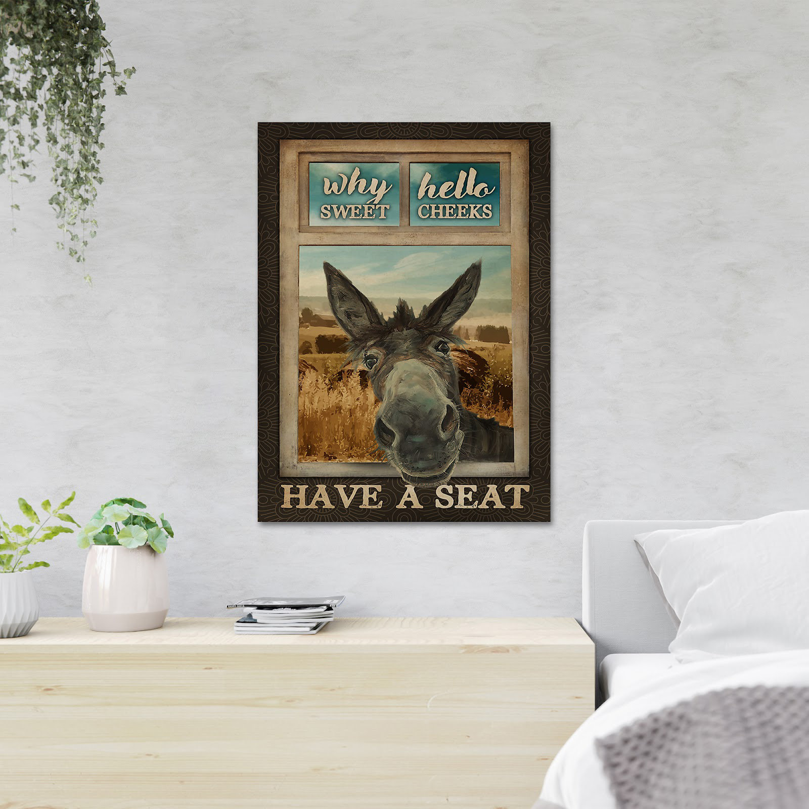 Trinx Donkey On Window Frame - Have A Seat - 1 Piece Rectangle Graphic ...