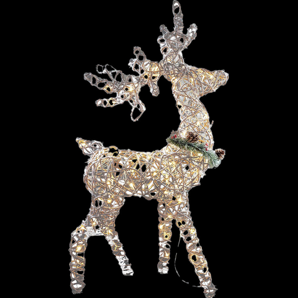 The Holiday Aisle® Rattan Standing Buck Lighted Display | Wayfair