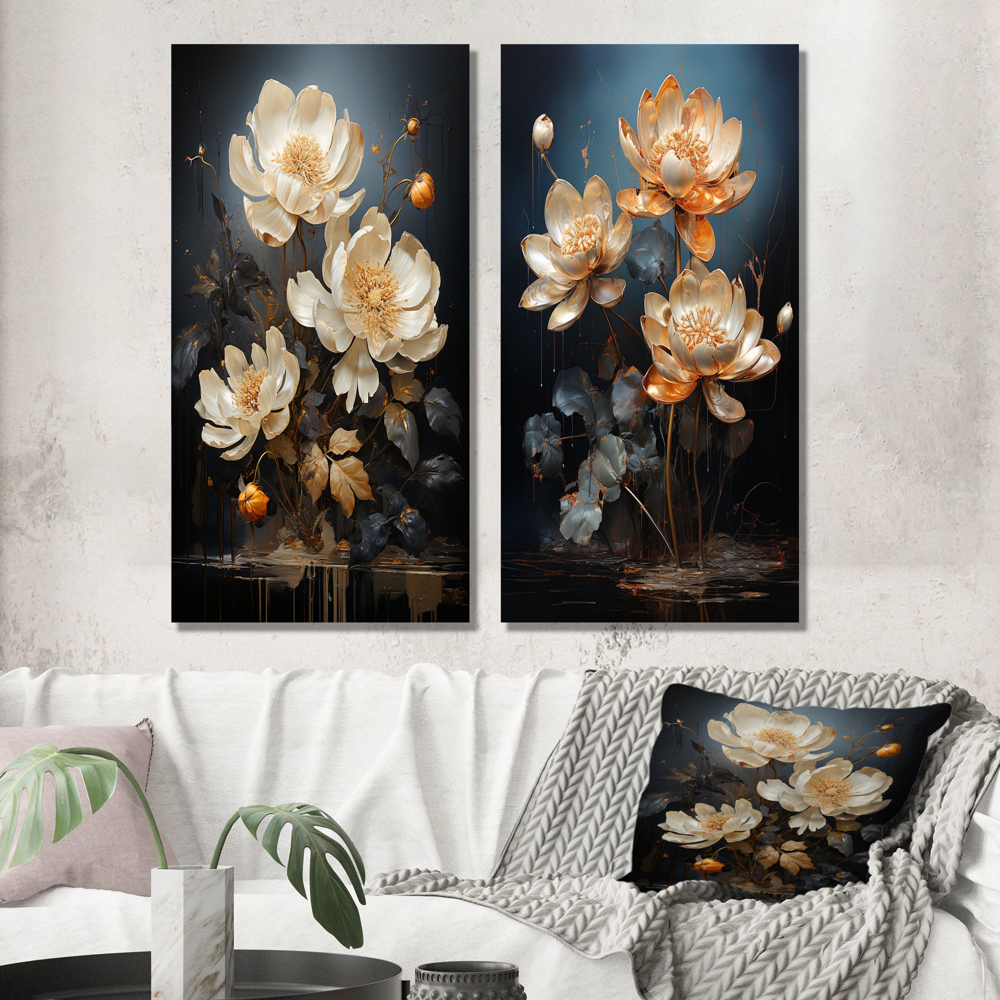 Lark Manor™ Harmony Mystique Lotus - Lotus Wall Art Living Room Set Of ...