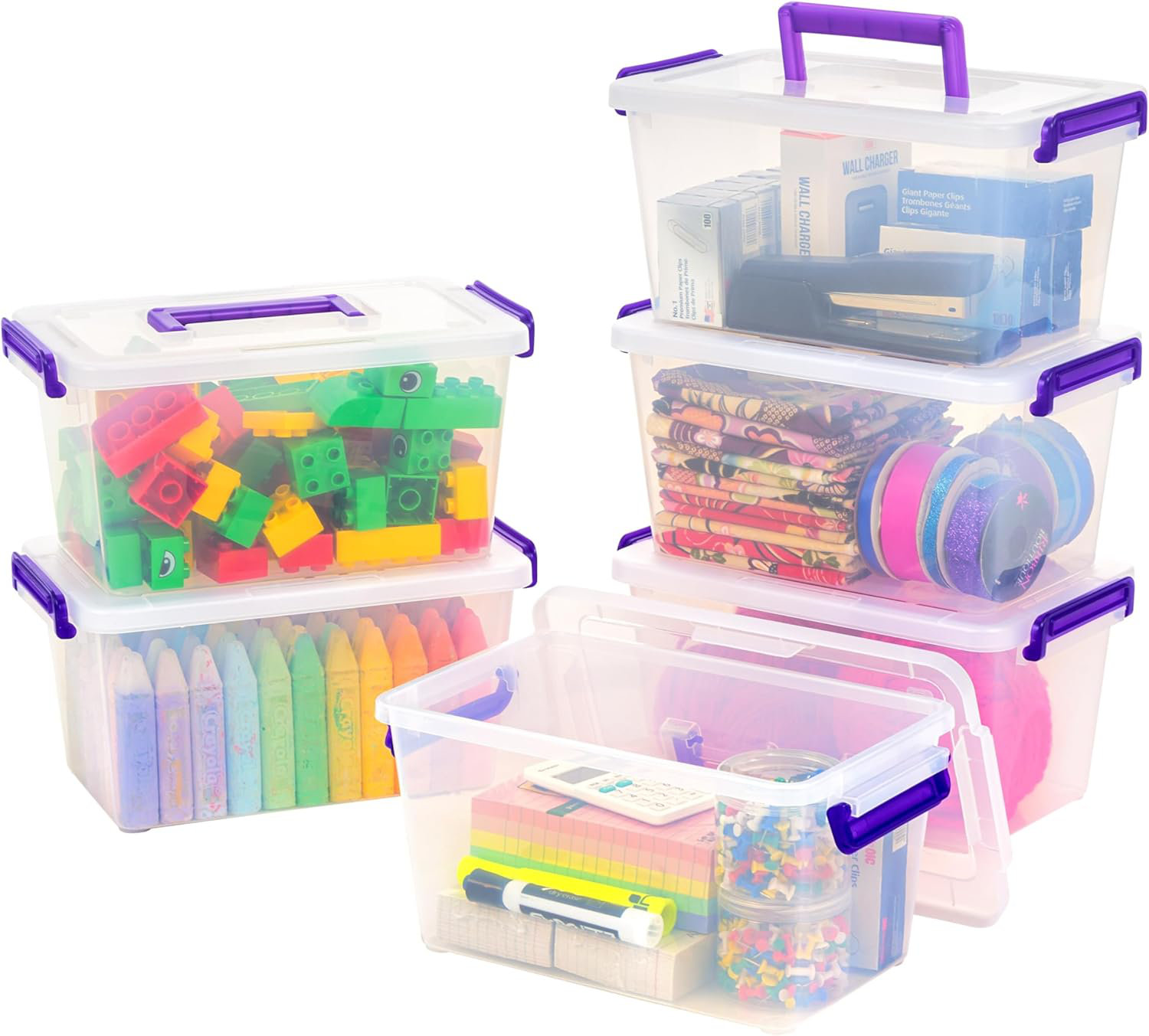 Rebrilliant 5.4 Qt. Plastic Storage Bins With Lids, 6 Pack, Small Deep ...
