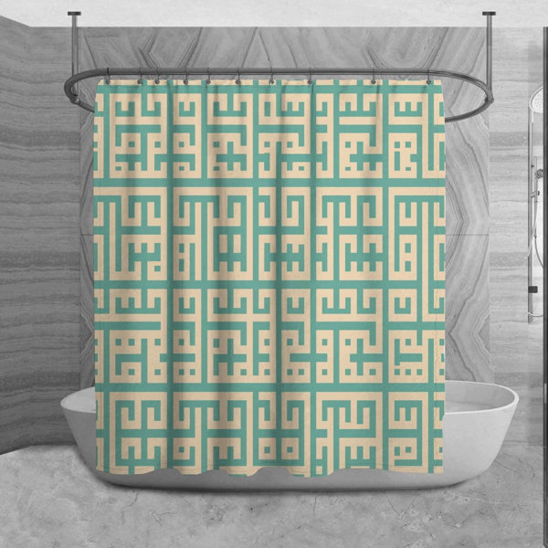 Bless international Greek Key Shower Curtain Pattern Bathroom Decor ...