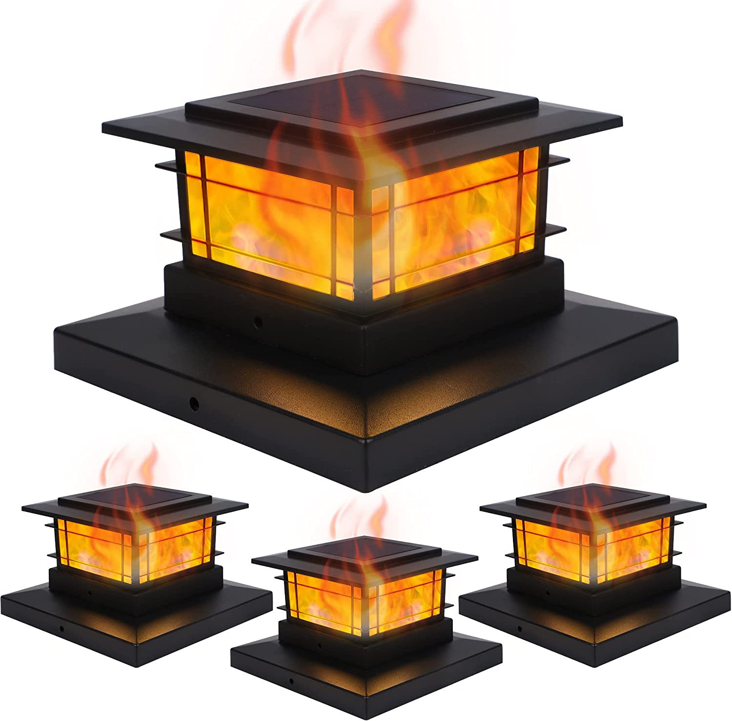 CG INTERNATIONAL TRADING Black Solar Powered Integrated LED Fence Post ...