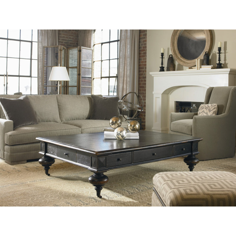 Century Monarch Grand Solid Wood Wheel Coffee Table with Storage ...