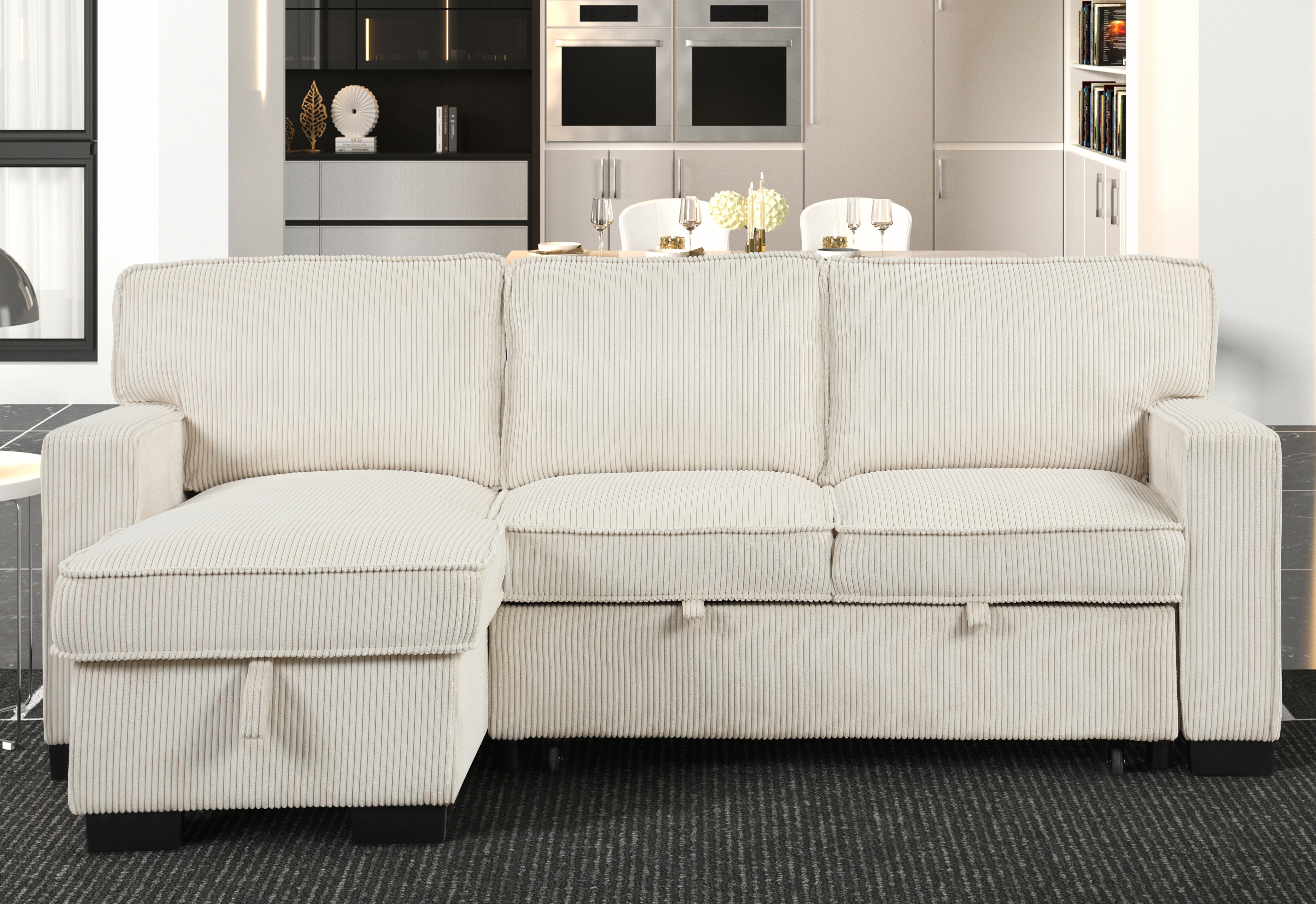 Latitude Run® Clifford ariz Upholstered Corduroy Pull Out Reversible ...