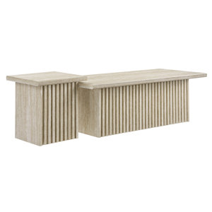 Modway Render Nesting Faux Travertine Coffee Tables Set Of 2 In ...