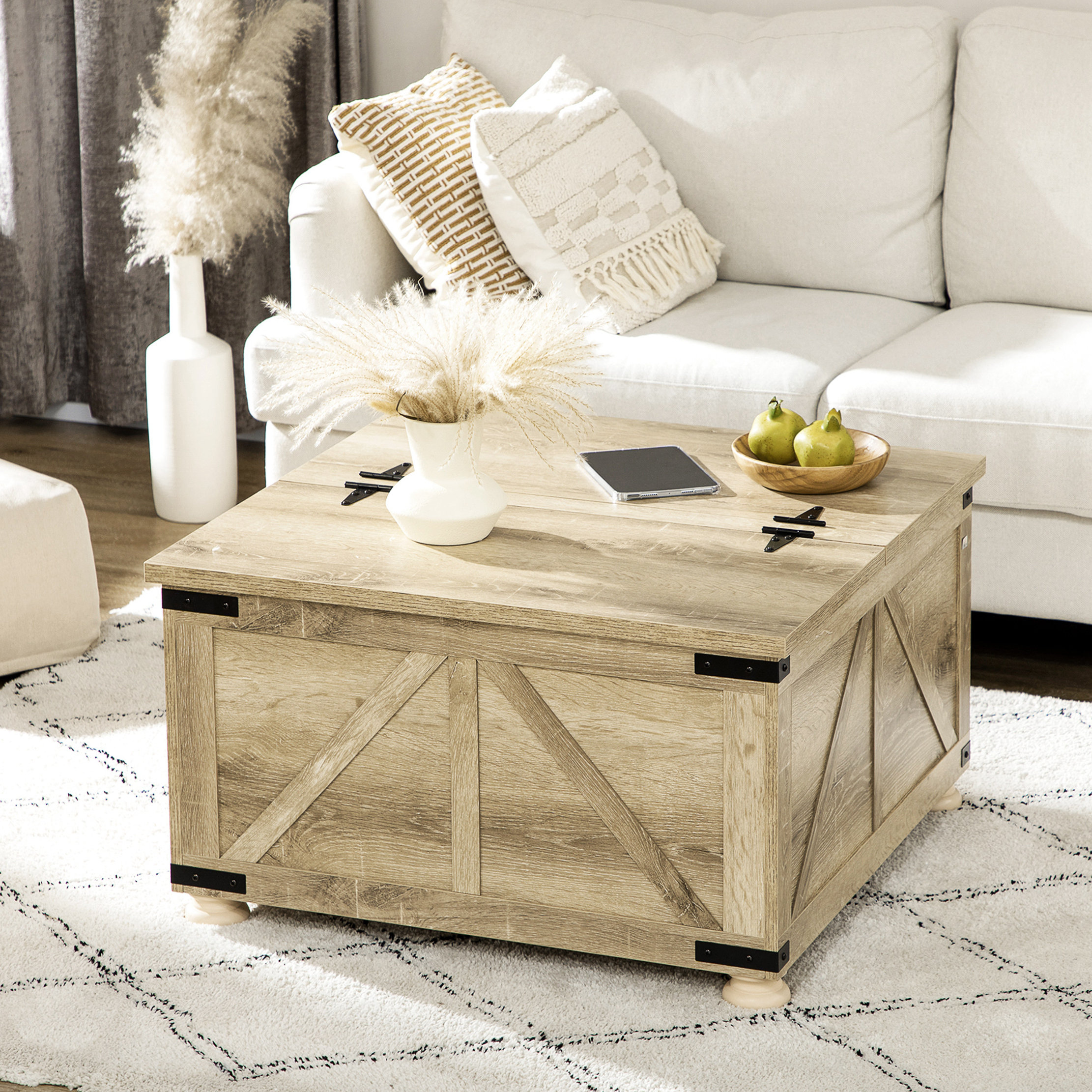 Gracie Oaks Wooden Coffee Table With Lift-Top And Concealed Storage ...