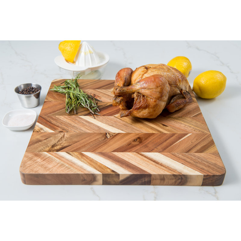 Lipper International Acacia Herringbone Square Cutting /Serve Board W ...